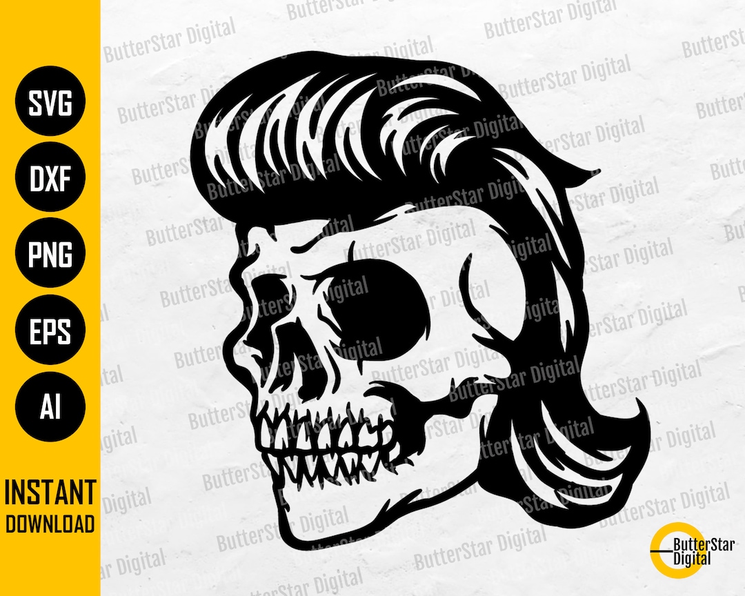 Mullet Skull SVG | Funny Skeleton T-shirt Decal Vinyl Graphics | Cricut ...
