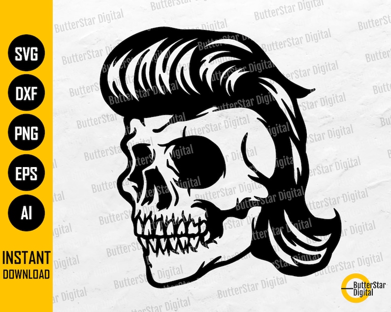 Mullet Skull SVG | Funny Skeleton T-shirt Decal Vinyl Graphics | Cricut ...