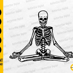 Meditating Skeleton SVG | Yoga SVG | Namaste SVG | Meditate Meditation ...
