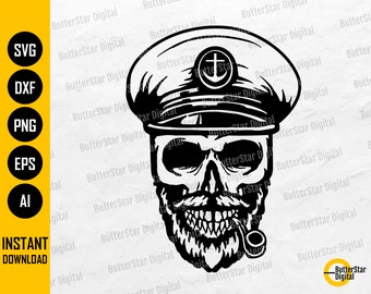 Sea Captain Skull Svg - Etsy