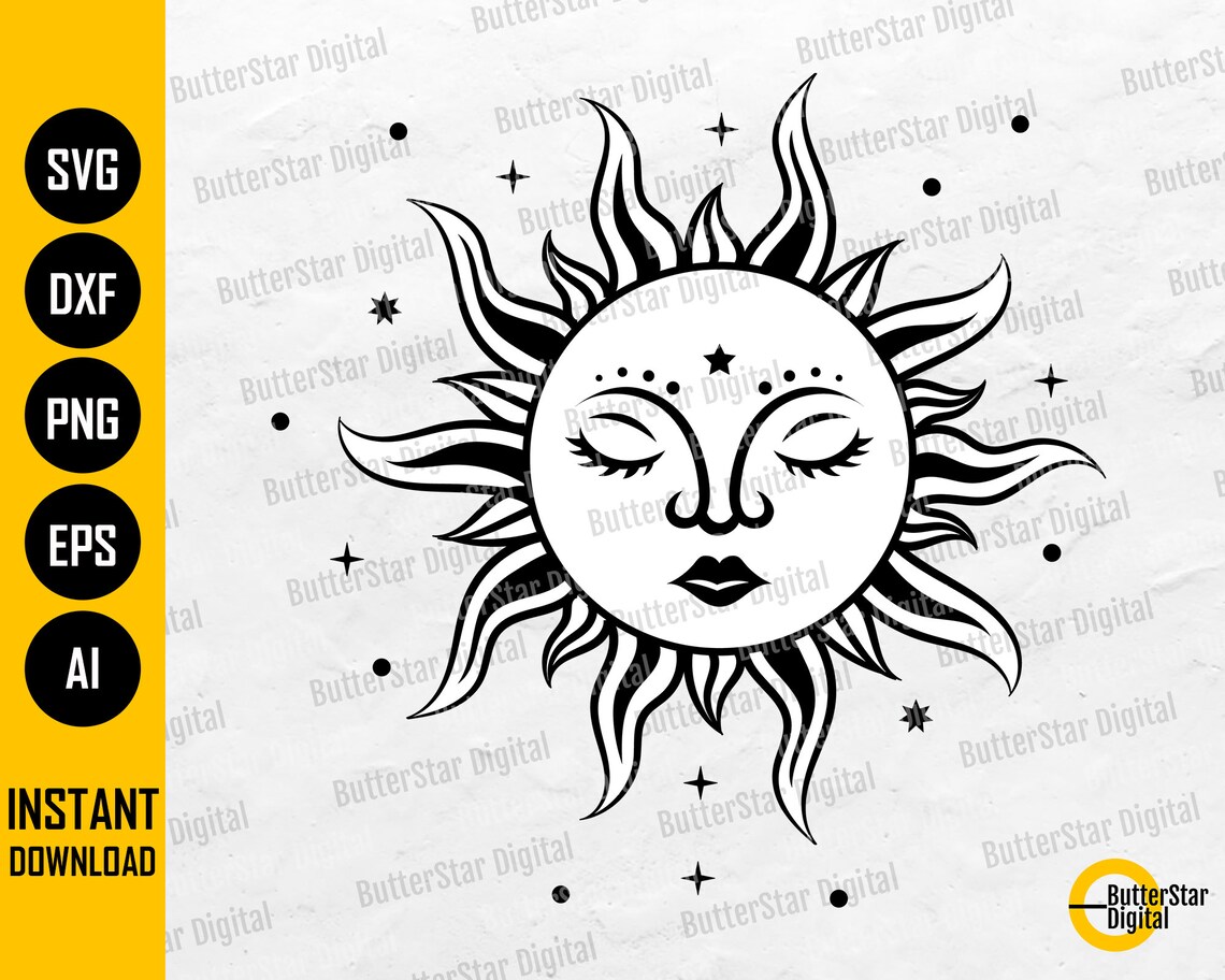 Mystical Sun SVG Heavenly SVG Sunny SVG Cosmic Svg - Etsy
