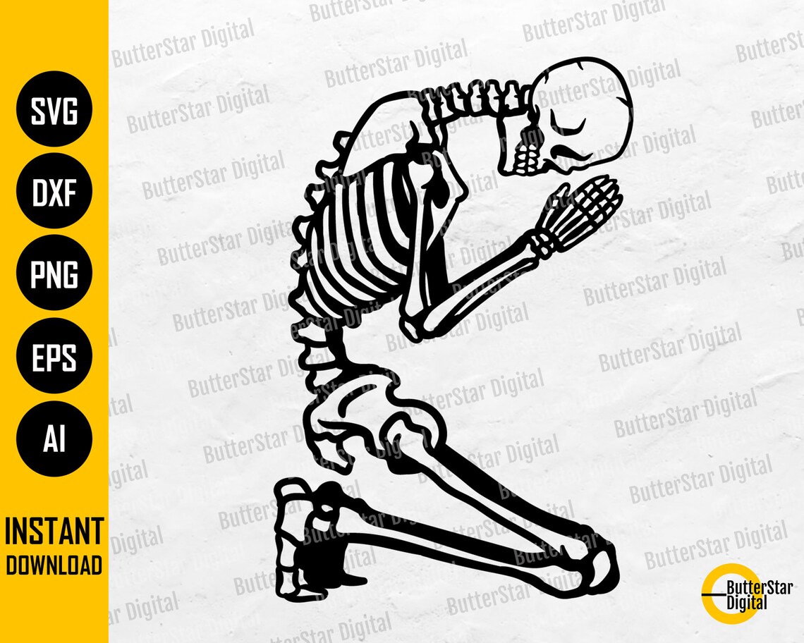 Skeleton Praying SVG | Pray SVG | Prayer SVG | Gothic T-shirt Decal ...