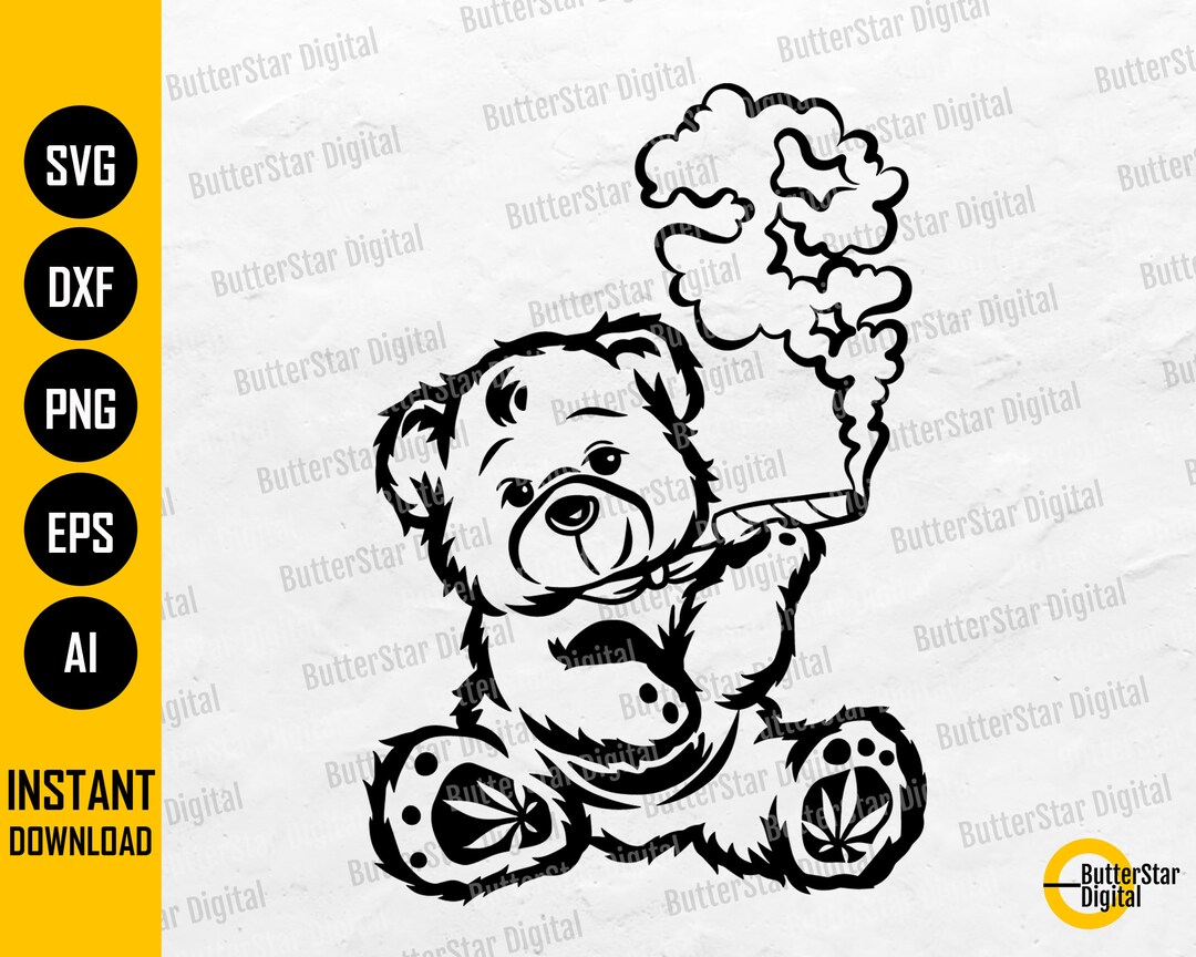 Smoking Teddy Bear SVG | Cannabis Bear SVG | Cute Funny Weed Decal T ...