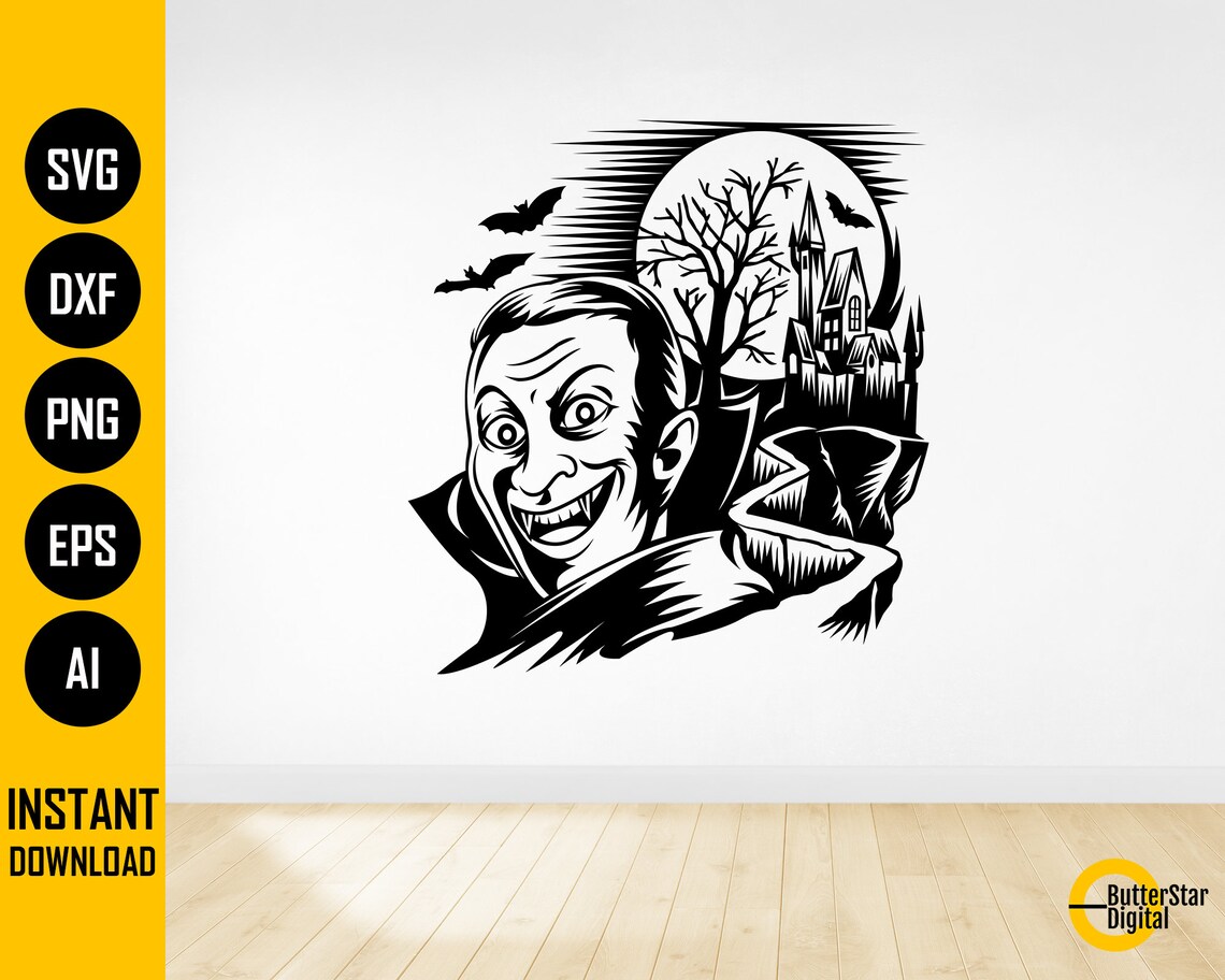 Vampire Scene SVG | Horror SVG | Halloween Decal Wall Art T-shirt ...
