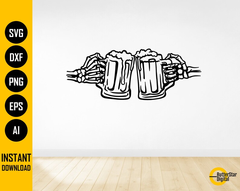 Skeleton Cheers SVG | Toast SVG | Salud SVG | Beer T-shirt Decal ...
