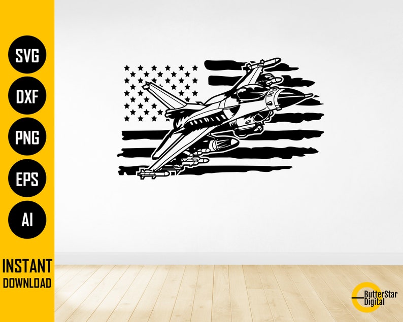 US Jet Fighter SVG Air Force SVG F16 War Plane Decals - Etsy
