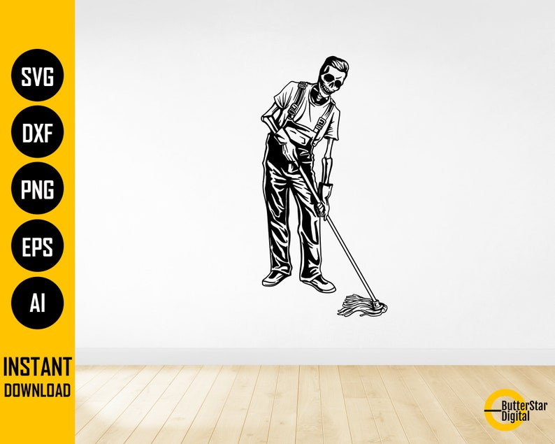 Janitor Skeleton SVG Custodian SVG Cleaner SVG Cleaning - Etsy