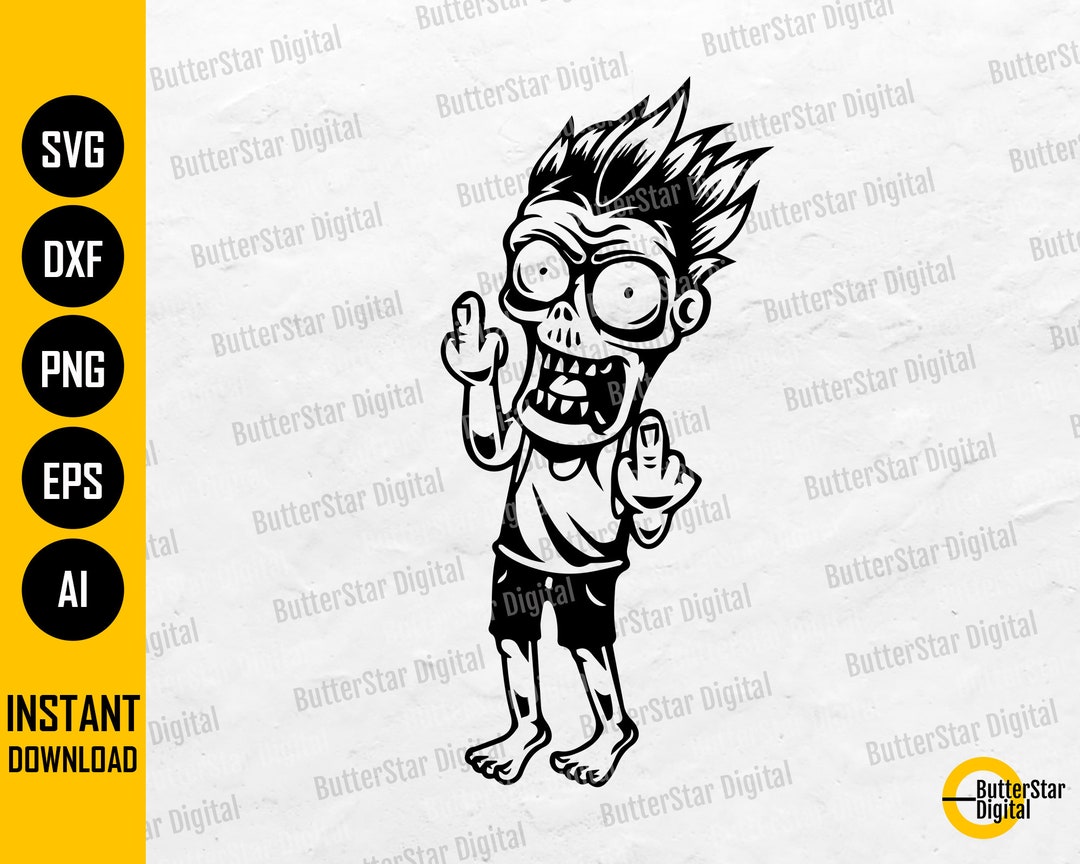 Zombie Middle Finger SVG Funny Halloween Decoration T-shirt Sticker ...