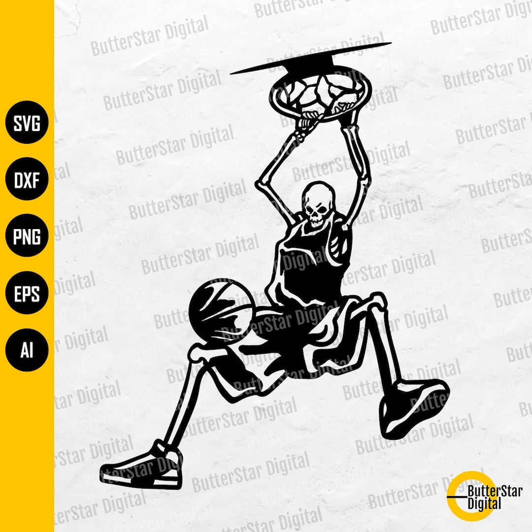 Skeleton Dunking Basketball SVG | Sport Game Dunk Shoot Jam Slam Play ...