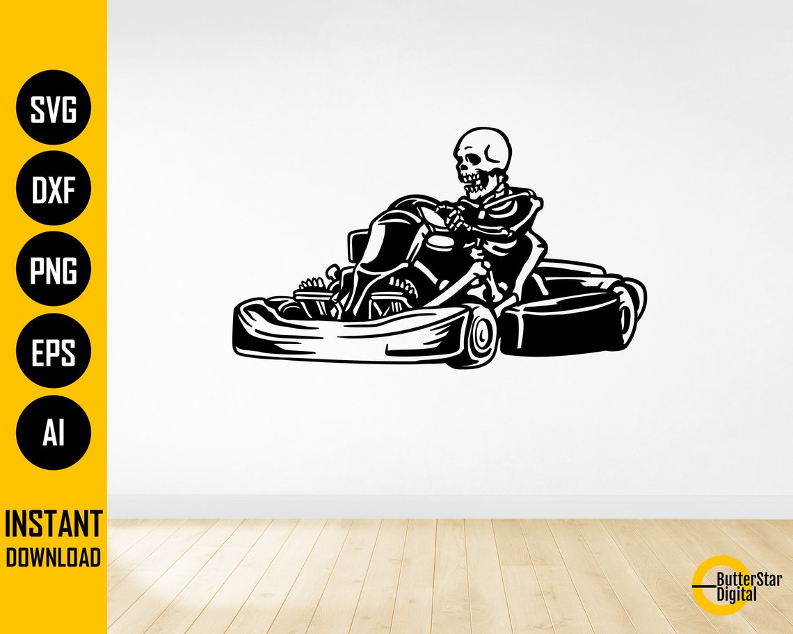 Skeleton Driving Go Kart SVG Motor Sports SVG Race Car - Etsy
