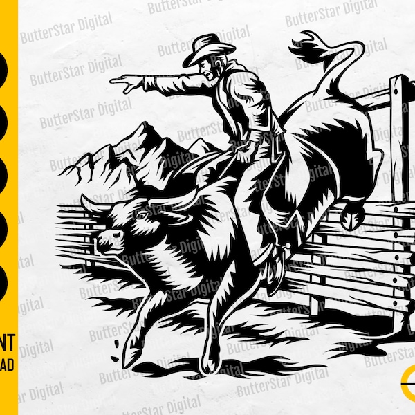 Bull Rider Svg - Etsy