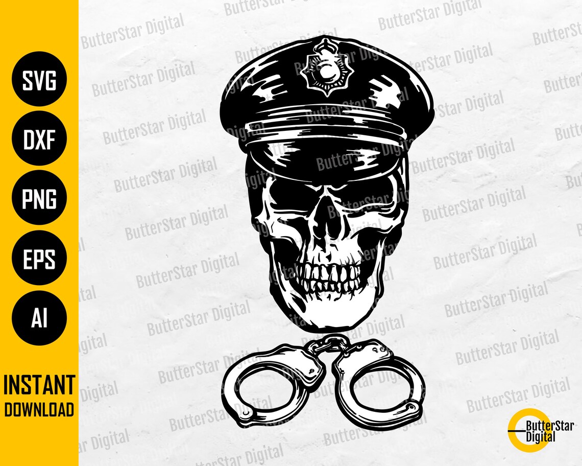 Police Skull With Handcuffs SVG Skeleton Cop SVG Emergency - Etsy
