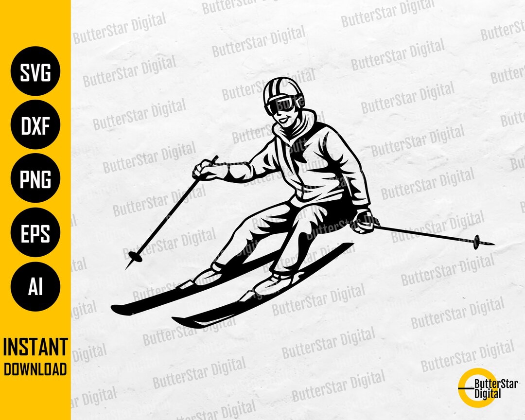 Happy Skier SVG Skiing SVG Ski Stencil Illustration Image Cricut ...