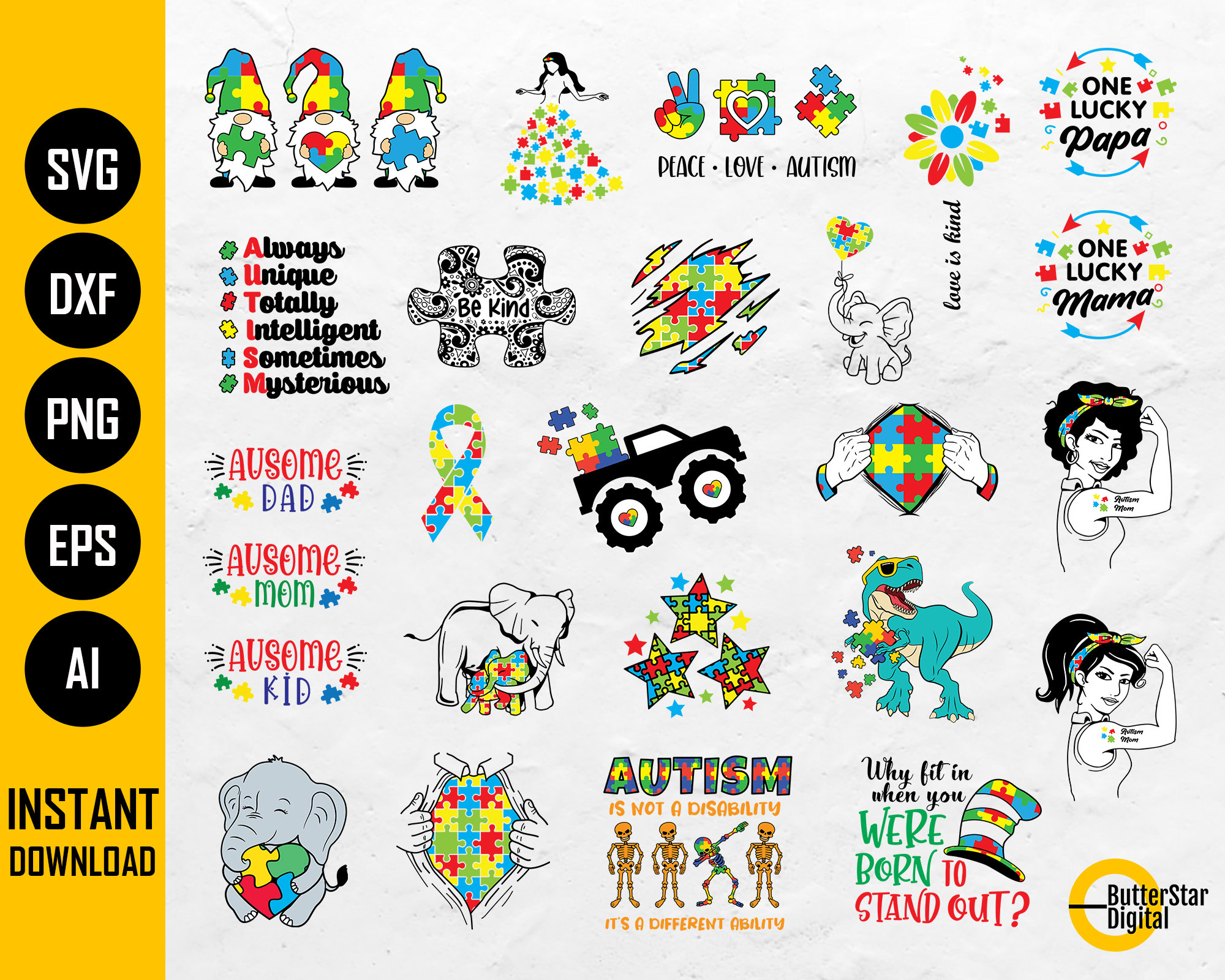 Autism BUNDLE SVG | Autism Awareness SVG | Cute Autism T-shirt Design ...