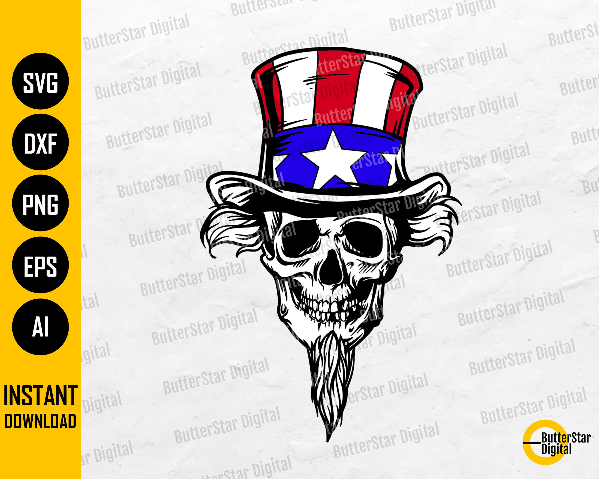Uncle Sam Skull SVG America SVG Patriot Military | Etsy UK