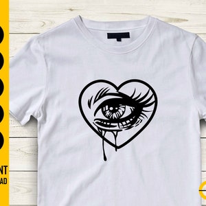 Heart With Crying Eye SVG | Heartbreak SVG | Eyelashes Pain Sorrow Hurt ...