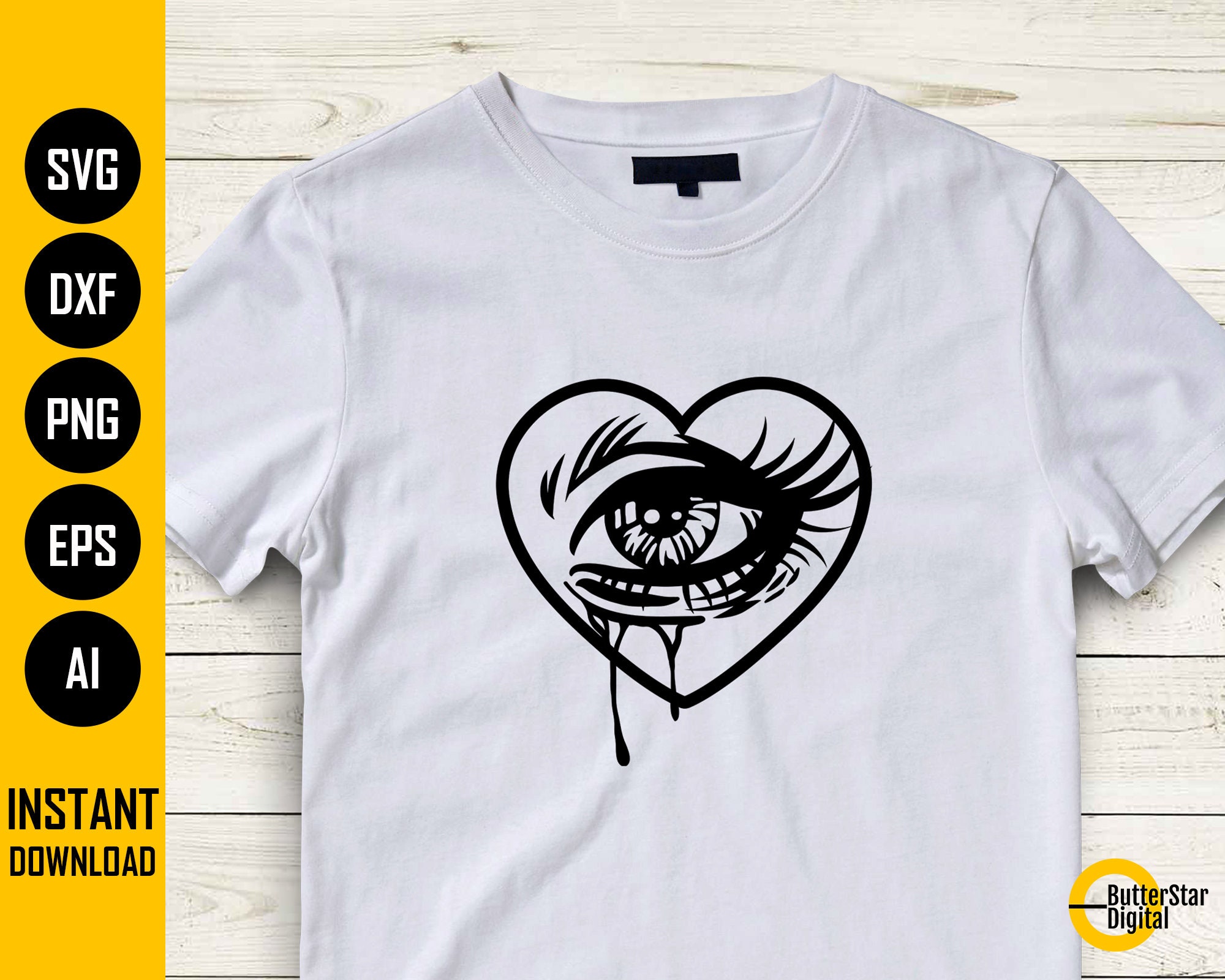 Heart With Crying Eye SVG | Heartbreak SVG | Eyelashes Pain Sorrow Hurt ...