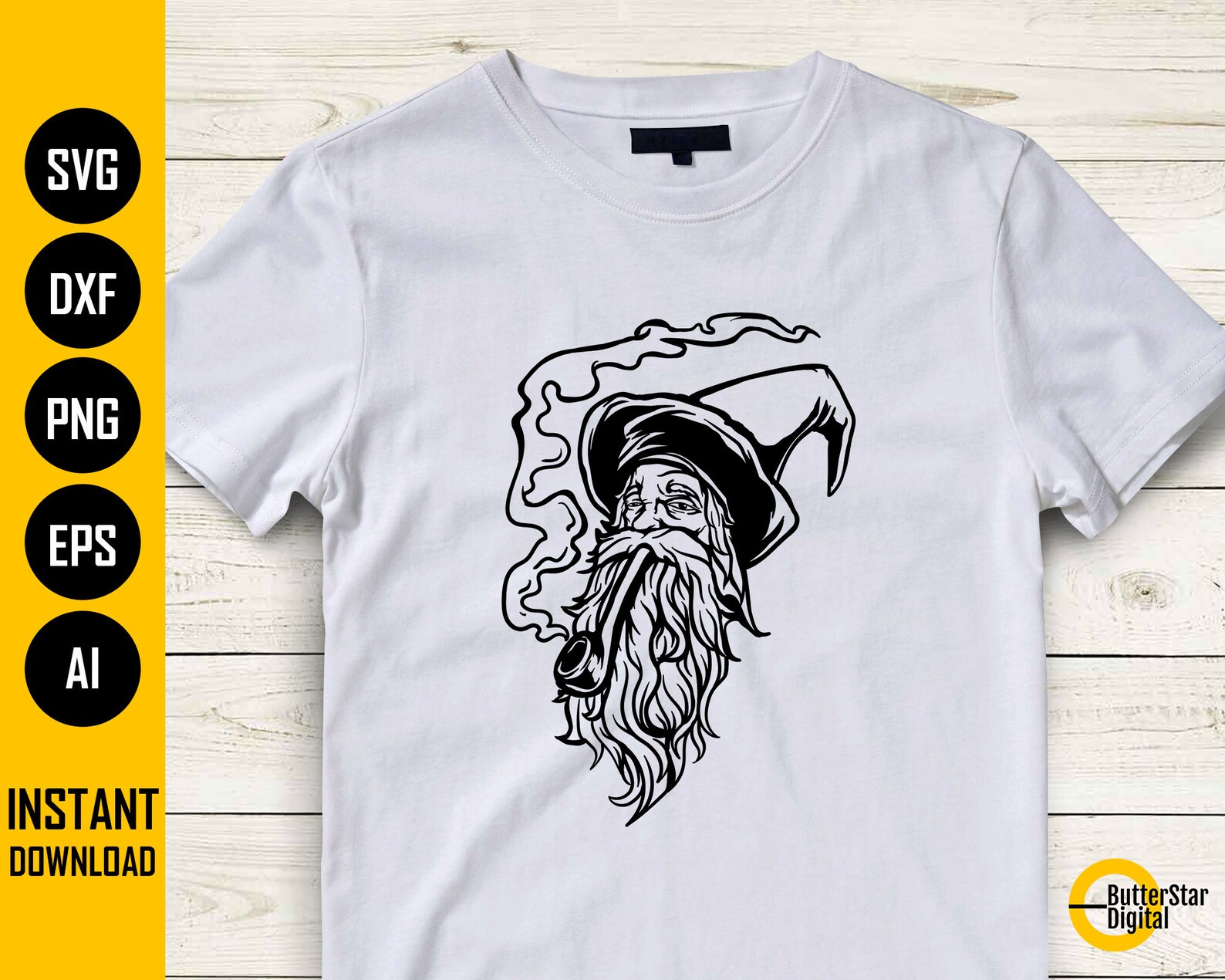 Wizard Smoking Pipe SVG Sorcery SVG Mage SVG Hermit Svg | Etsy