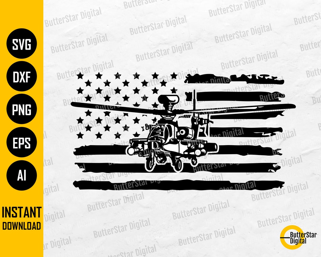 US Apache SVG | USA Helicopter Svg | Army Military Decal Graphics ...