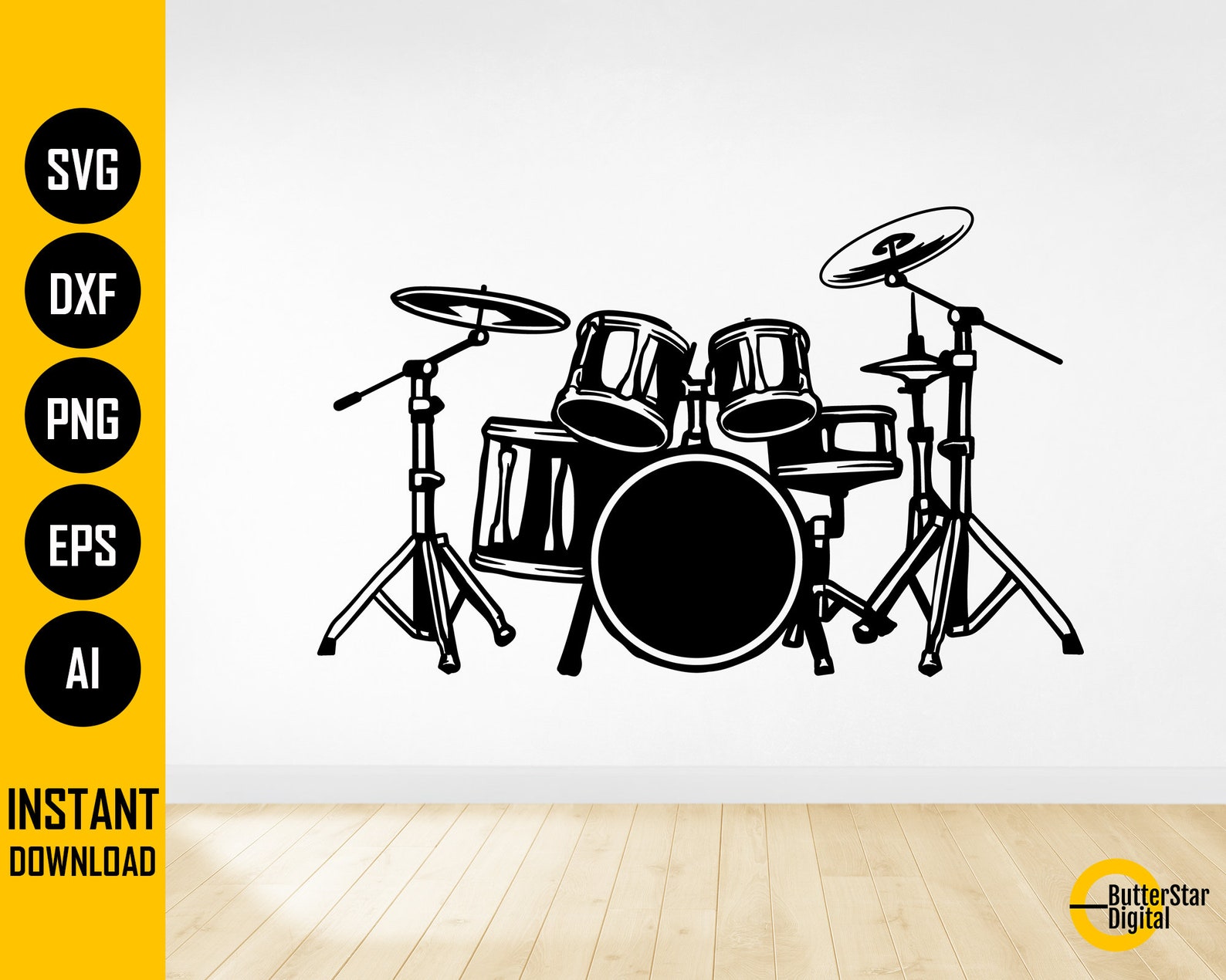 Drum Set SVG | Drums SVG | Musical Instrument SVG | Drumming Rhythm ...