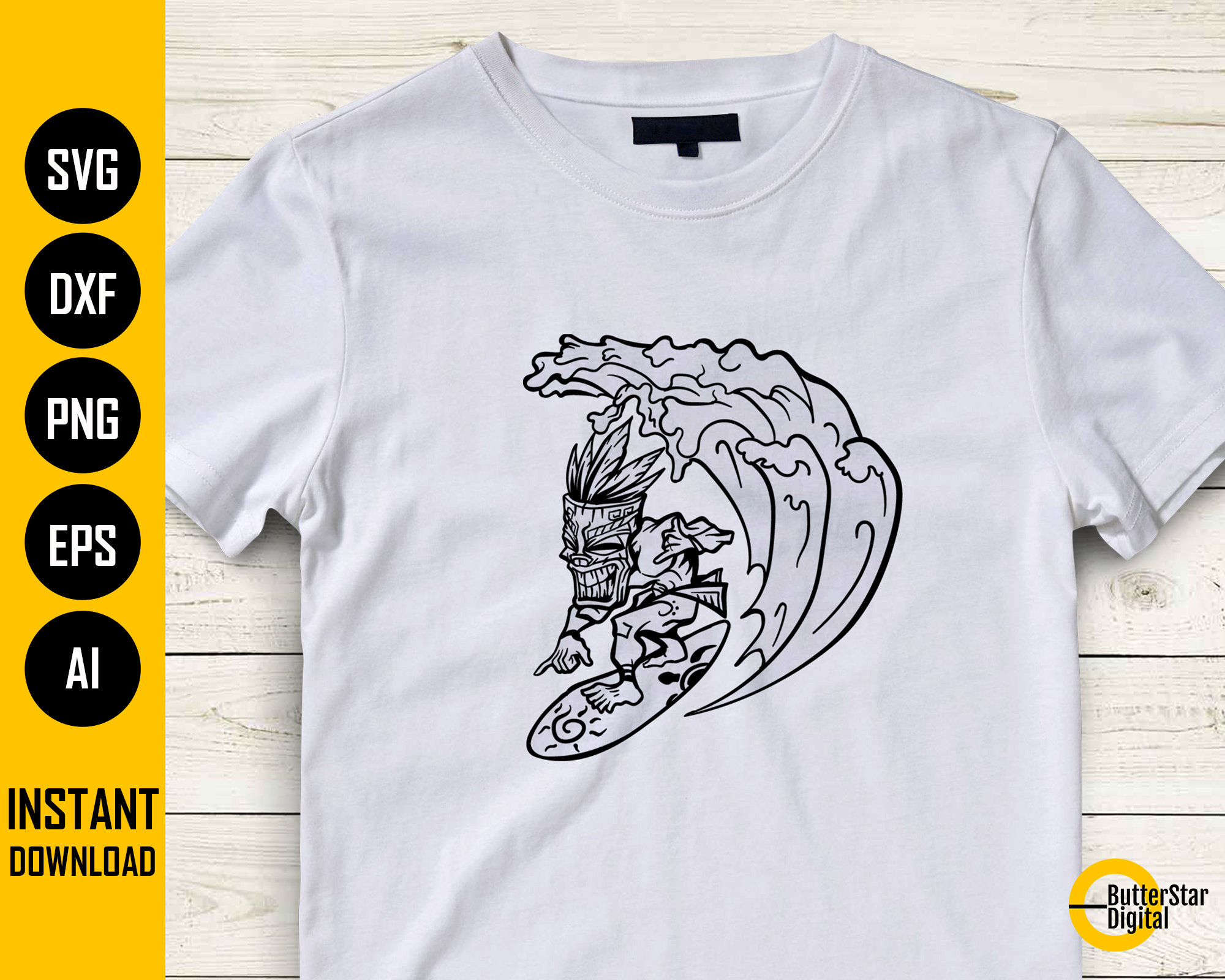 Tiki Man Surfing SVG | Tiki SVG | Surf Waves Fun Hawaiian Sea Ocean ...