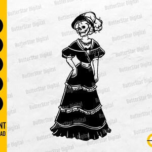 Victorian Skeleton Woman SVG | Gothic Lady Decal T-shirt Vinyl Stencil ...