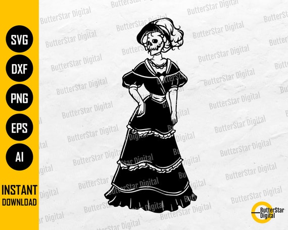 Victorian Skeleton Woman SVG Gothic Lady Decal T-shirt Vinyl - Etsy