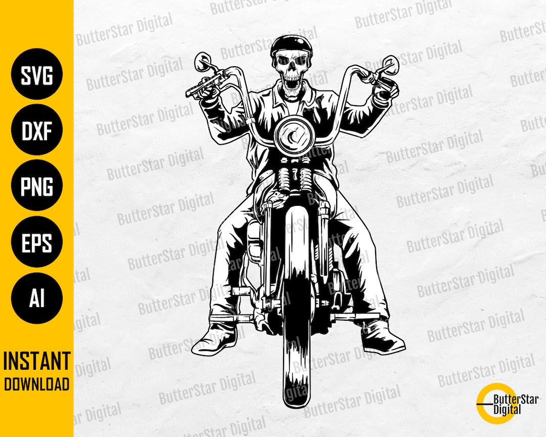 Skeleton Riding Motorcycle SVG | Skull Biker SVG | Motorbike Bike Rider ...