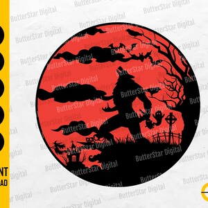 Werewolf Full Moon SVG | Halloween Wall Decals | Wolf Man Monster Decor ...