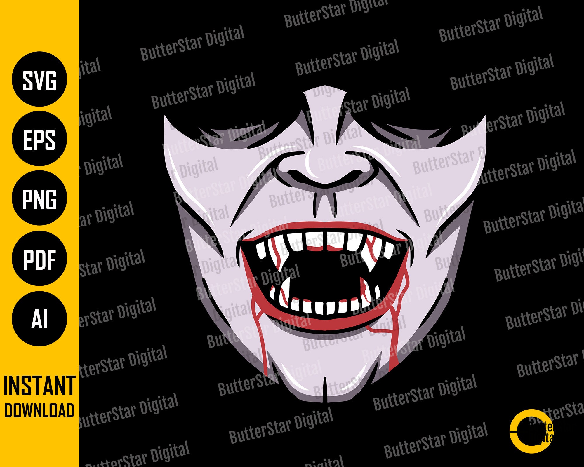 Vampire Fangs Face Mask SVG Monster Facemask Horror Mouth | Etsy