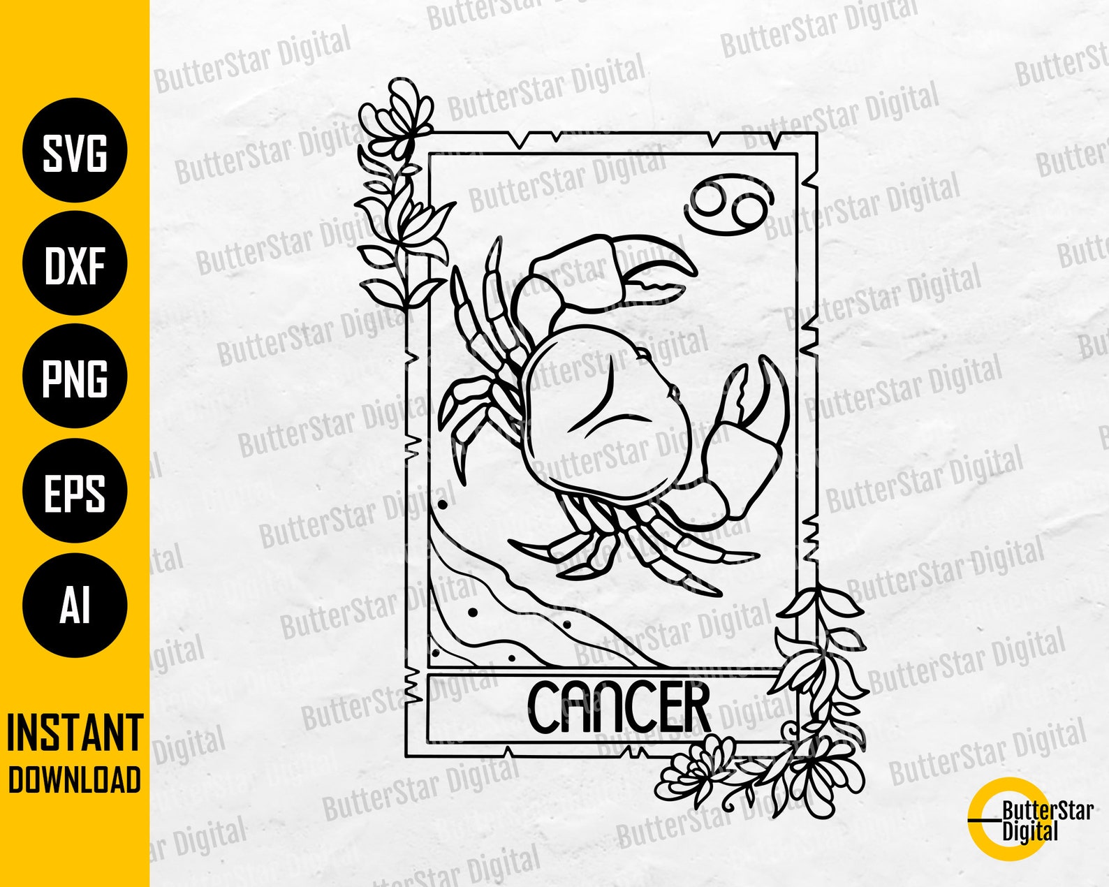 Cancer Sign SVG | Zodiac Sign SVG | Astrology SVG | Star Sign Svg ...