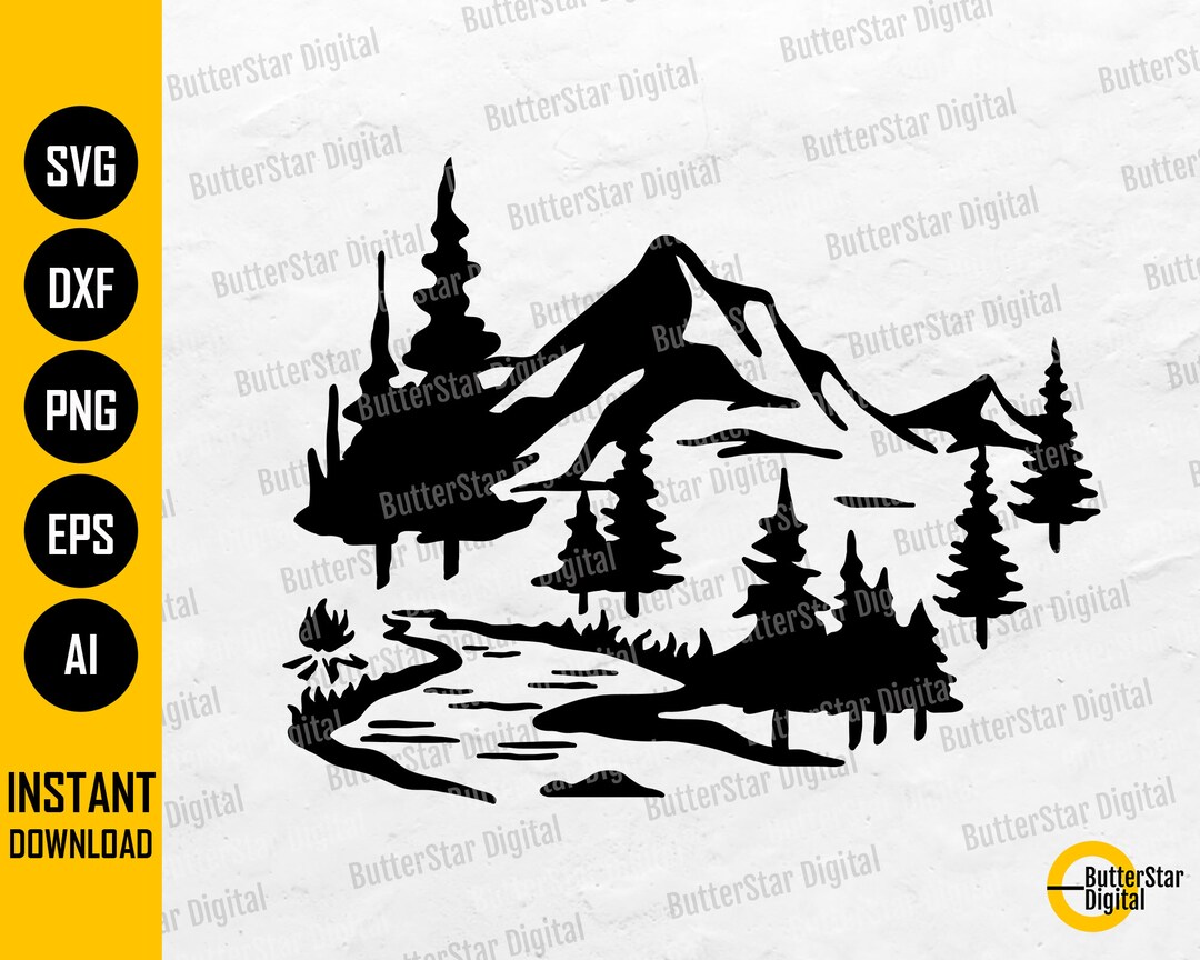 Outdoor Scene SVG | Camping Trip SVG | Minimal Forest With Trees SVG ...