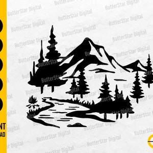 Outdoor Scene SVG | Camping Trip SVG | Minimal Forest With Trees SVG ...