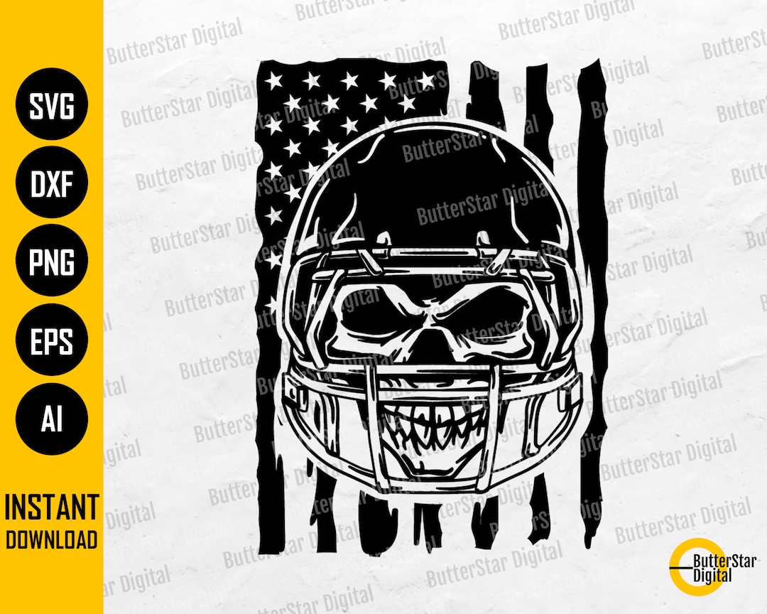American Football Skull SVG | USA Flag Skeleton SVG | Sports T-shirt ...