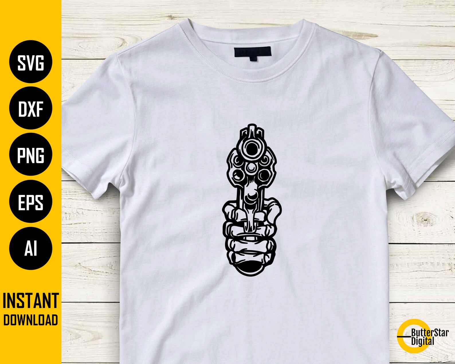 Skeleton Hand Holding Pistol SVG Revolver SVG Six Shooter | Etsy