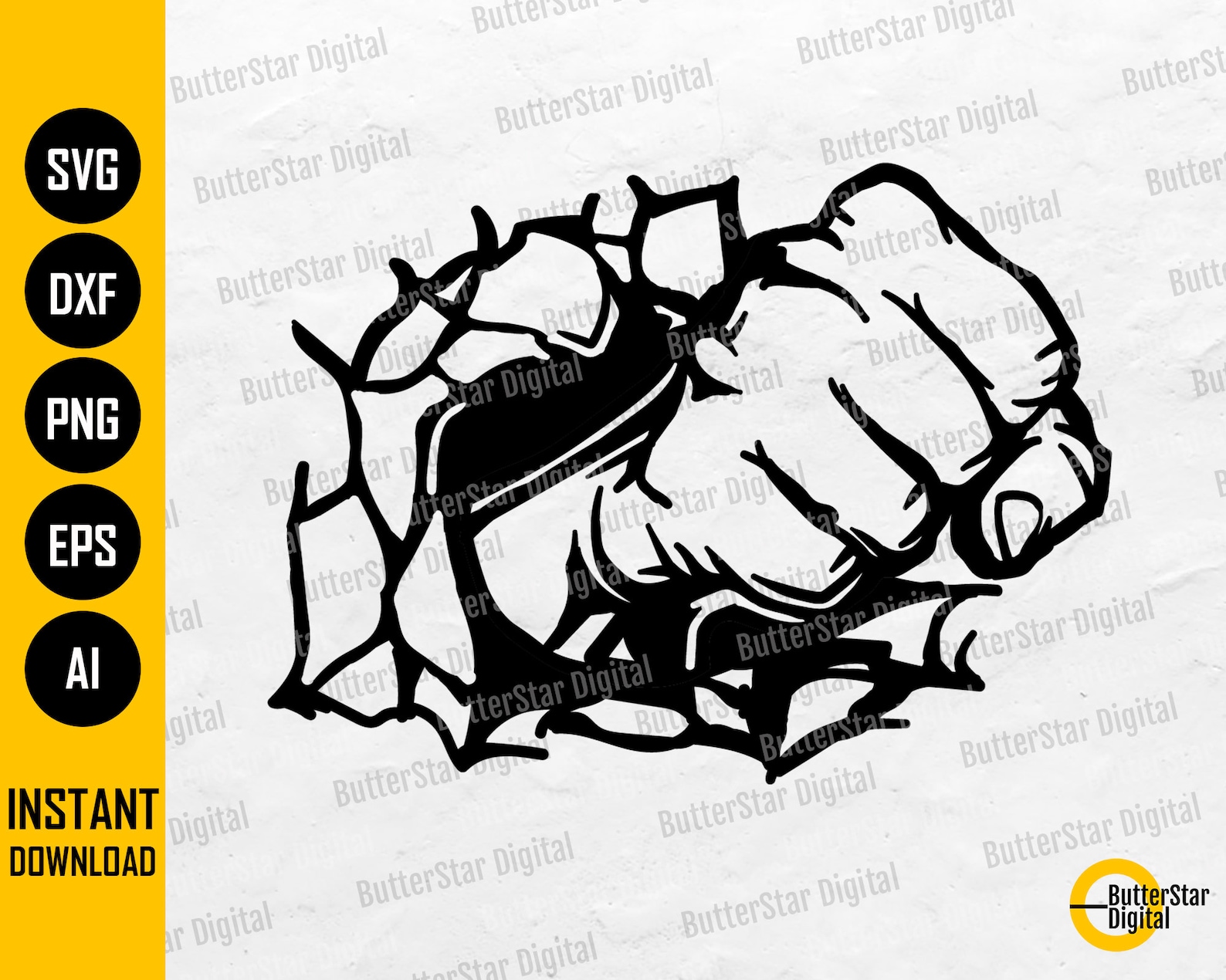 Wall Punch SVG Clenched Fist SVG Smash Wall Art T-shirt - Etsy