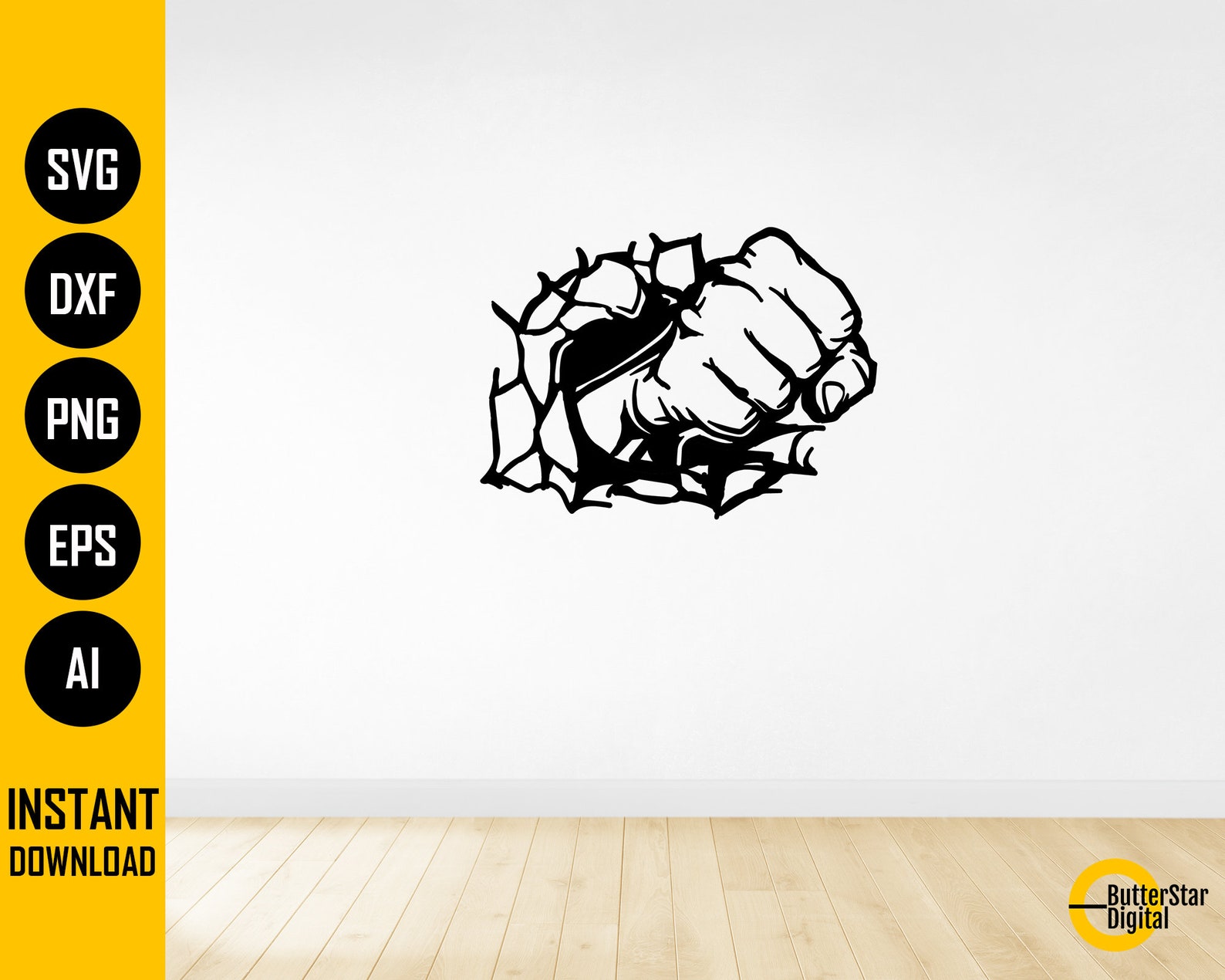 Wall Punch SVG | Clenched Fist SVG | Smash Wall Art T-shirt Graphics ...