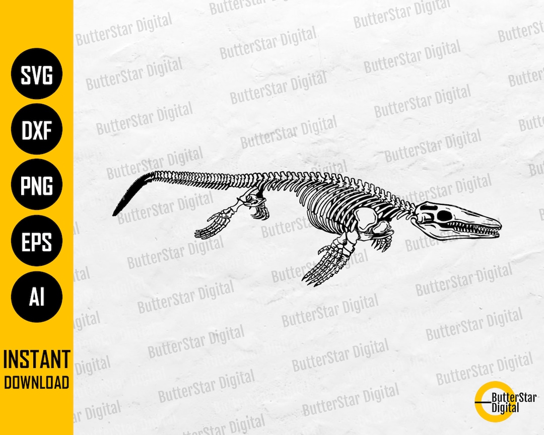 Mosasaurus Skeleton SVG Dinosaur Fossil SVG Underwater Dino SVG Cricut ...