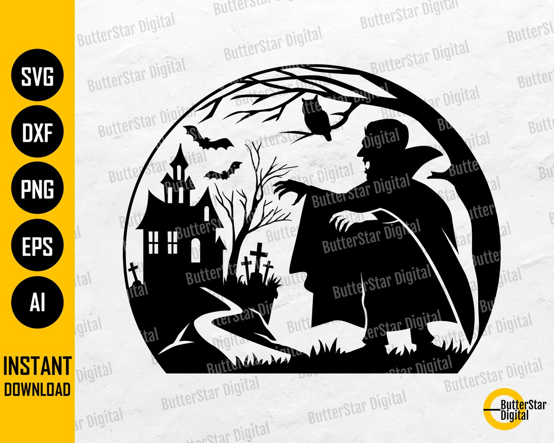 Vampire Horror Scene SVG Spooky Halloween Decals Wall Art - Etsy