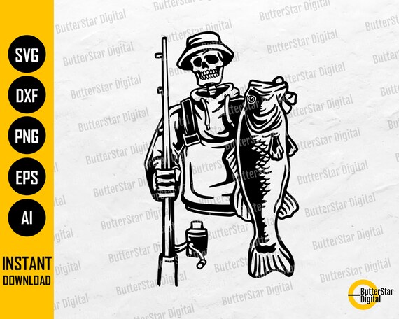 Digital Drawing & Illustration Angler Skull Skeleton T-Shirt Stencil ...