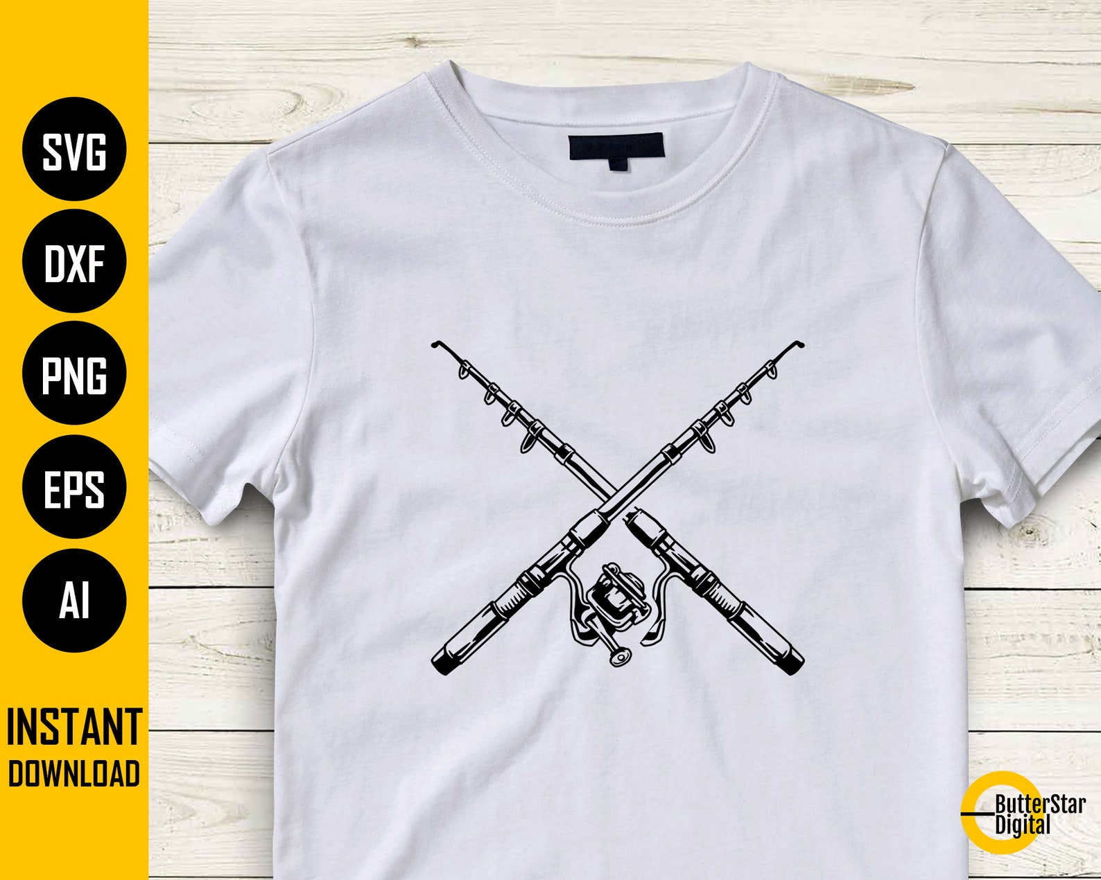Crossed Fishing Rods SVG Cross Fishing Poles SVG Ocean Sea - Etsy