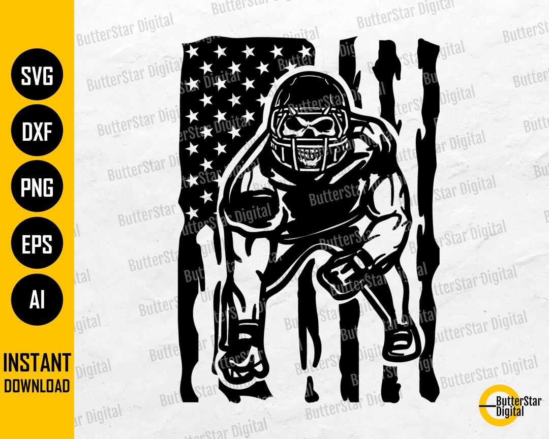 US Football Player Skeleton SVG | American Football SVG | Skull T-shirt ...