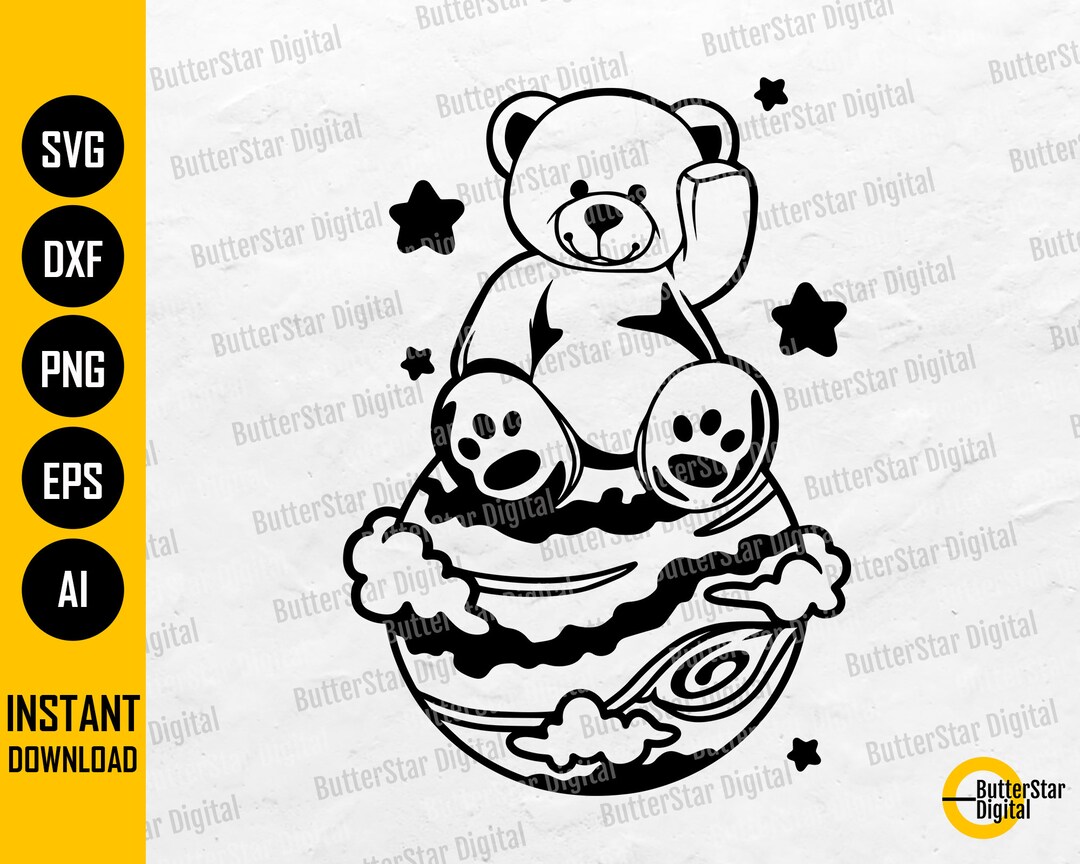Oso de peluche sentado en el planeta SVG / Camiseta infantil Calcomanía ...