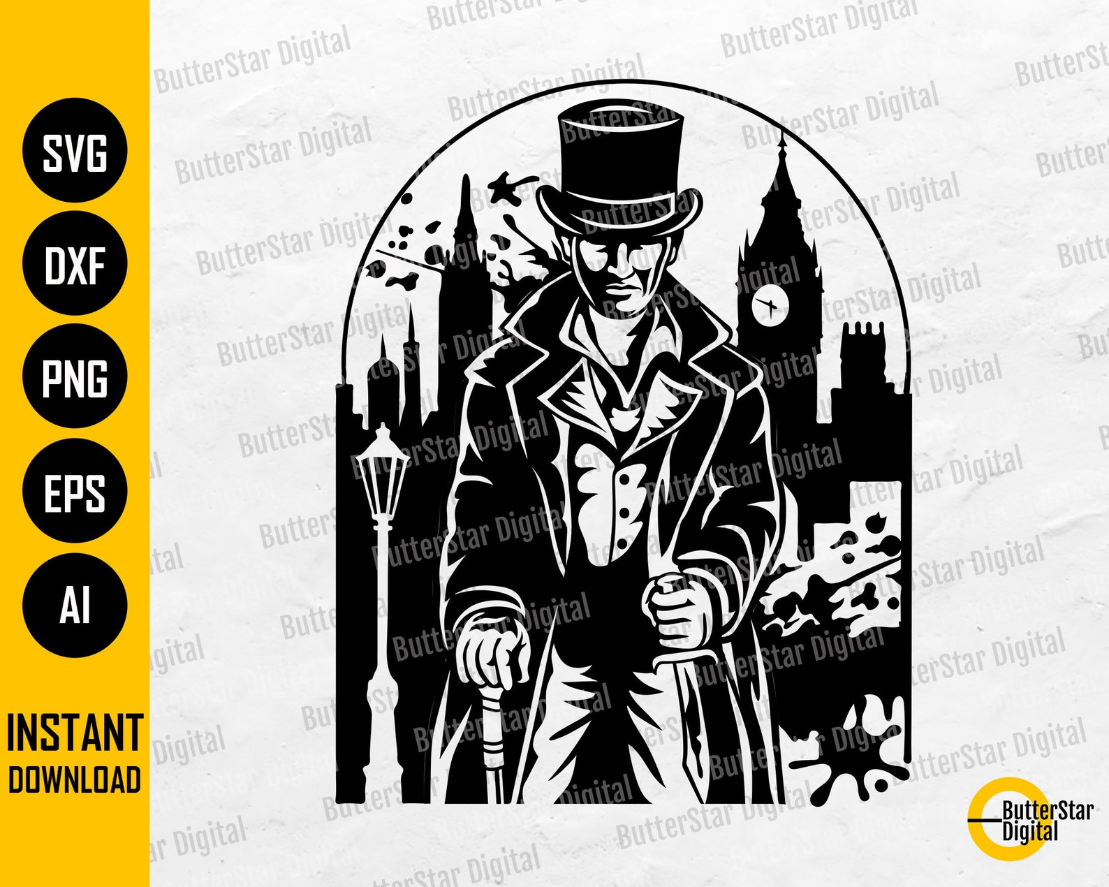 Jack the Ripper SVG Crime Scene SVG Horror Decal T-shirt - Etsy Norway