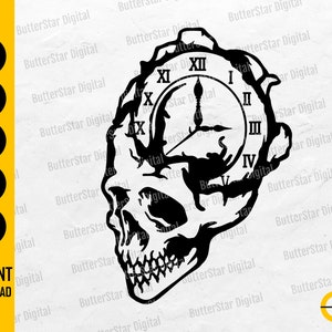 Skull Clock SVG Time SVG Goth Wall Art Decal Tattoo T-shirt Sticker ...