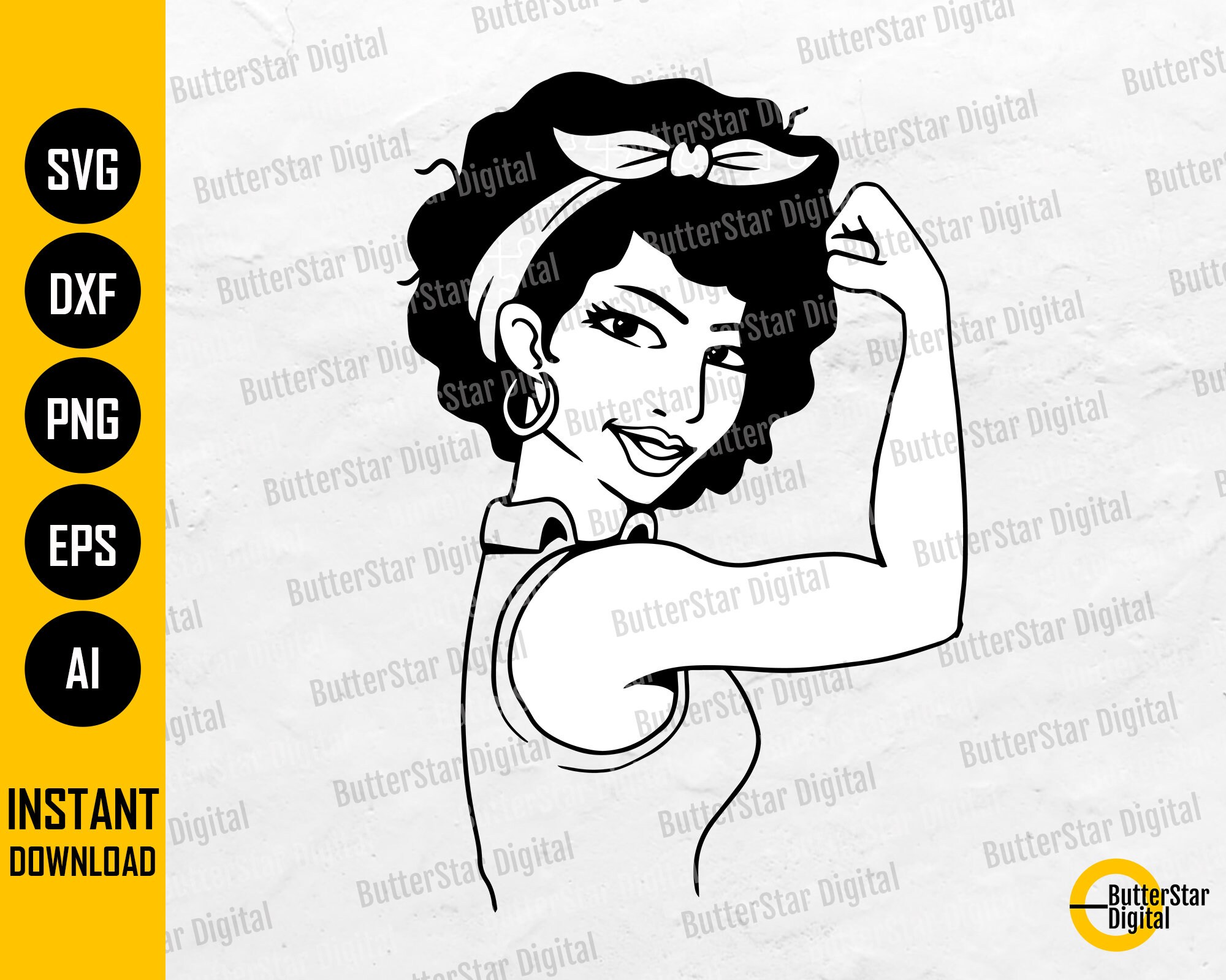 Clip Art Art & Collectibles Afro girl power Svg Png Dxf Eps Black woman ...