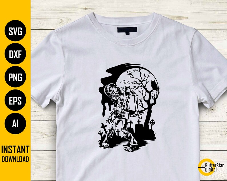 Graveyard Zombie SVG Scary Monster SVG Halloween Wall Art - Etsy