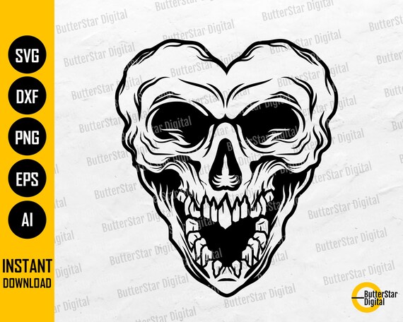 Heart Skull SVG Love SVG Gothic T-shirt Vinyl Stencil - Etsy