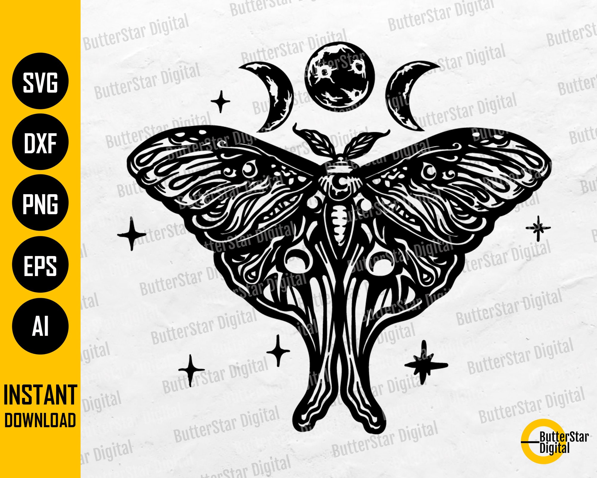 Luna Moth SVG Mystical Butterfly SVG Celestial SVG - Etsy