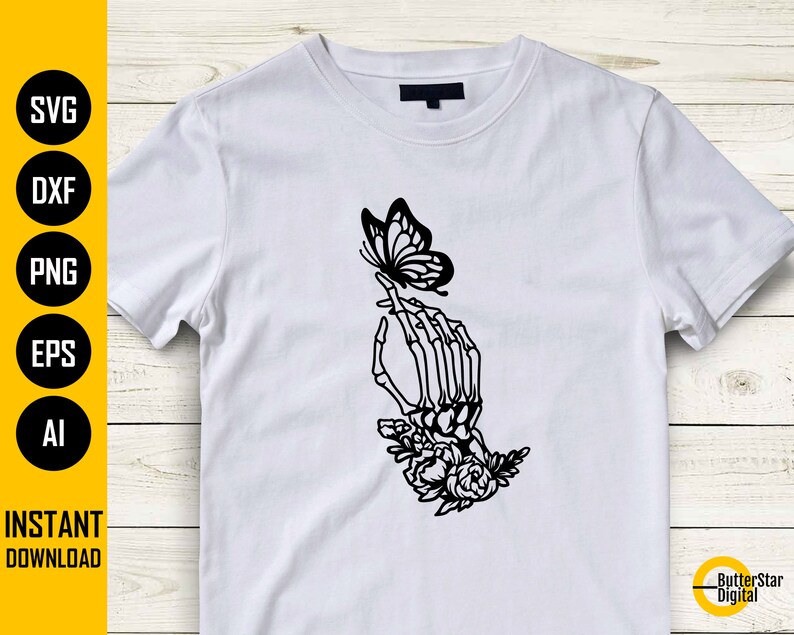 Floral Skeleton Hand With Butterfly SVG Gothic Tattoo Decal - Etsy